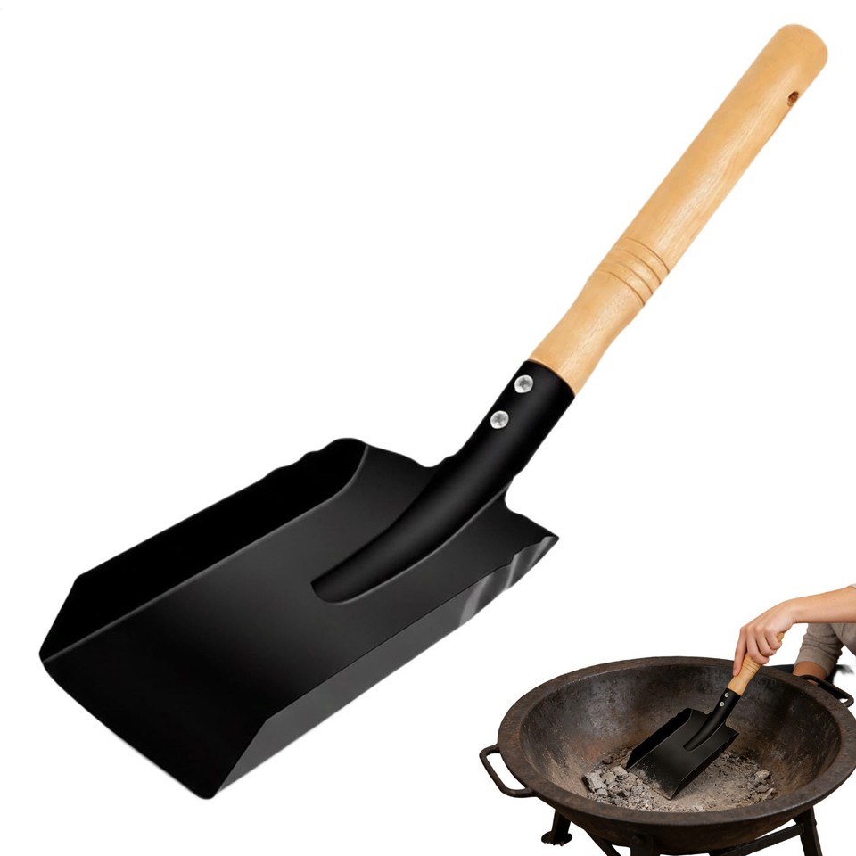 Fireplace Shovel Wooden Handle Coal Scoop Ash Shovel for Wood Stove ...