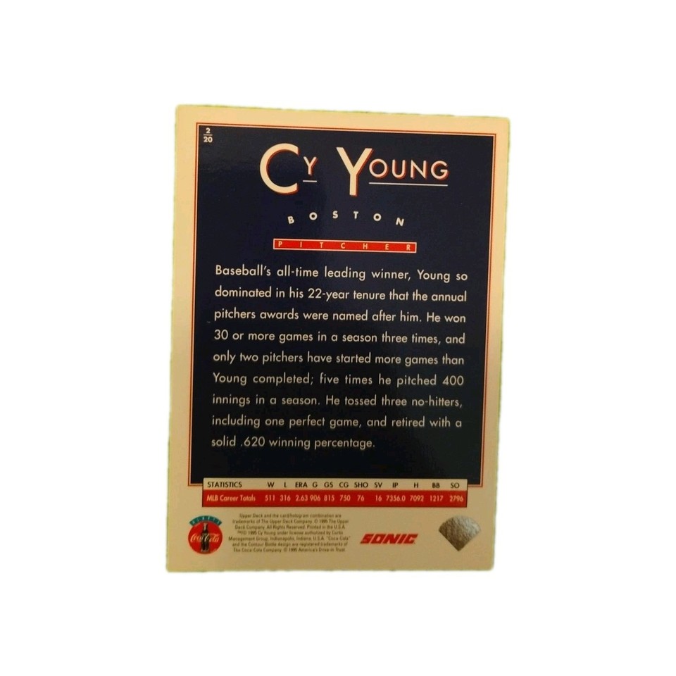 1995 Upper Deck Sonic/Coca-Cola Exclusive Edition Cy Young #2 HOF | eBay