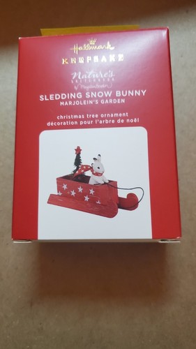 Hallmark keepsake Ornament 2020 Nature's Sketch Sledding Snow Bunny NIB ...