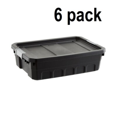 Sterilite Rugged 10 Gallon Tote Black Stacker Totes Locking Handles Lid ...