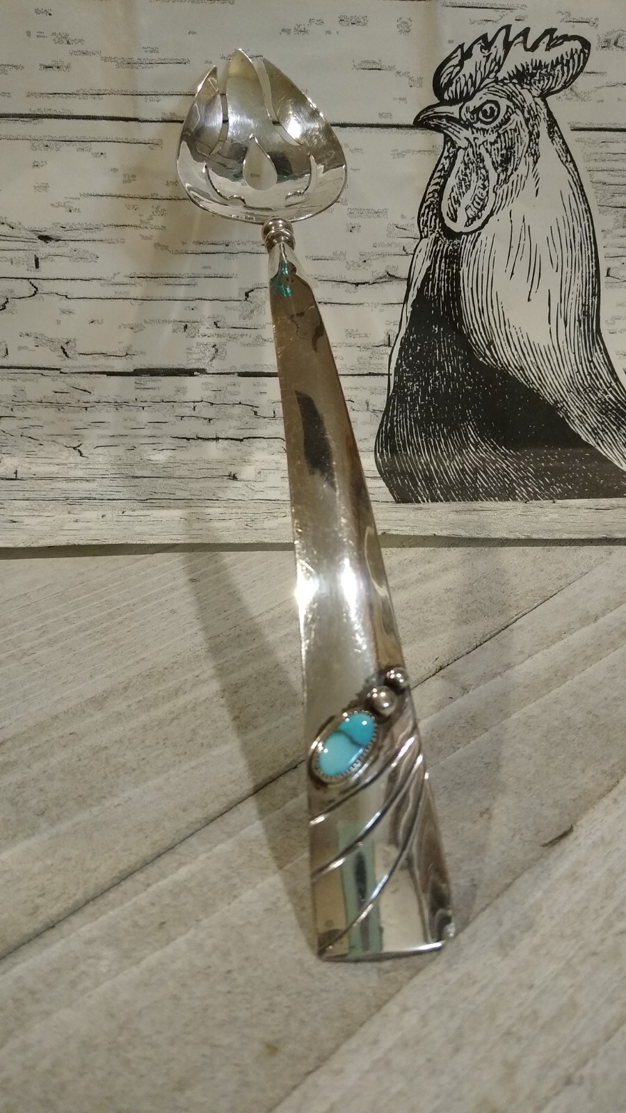 Navajo Sterling Silver Turquoise Native American Signed Serving Spoon ...