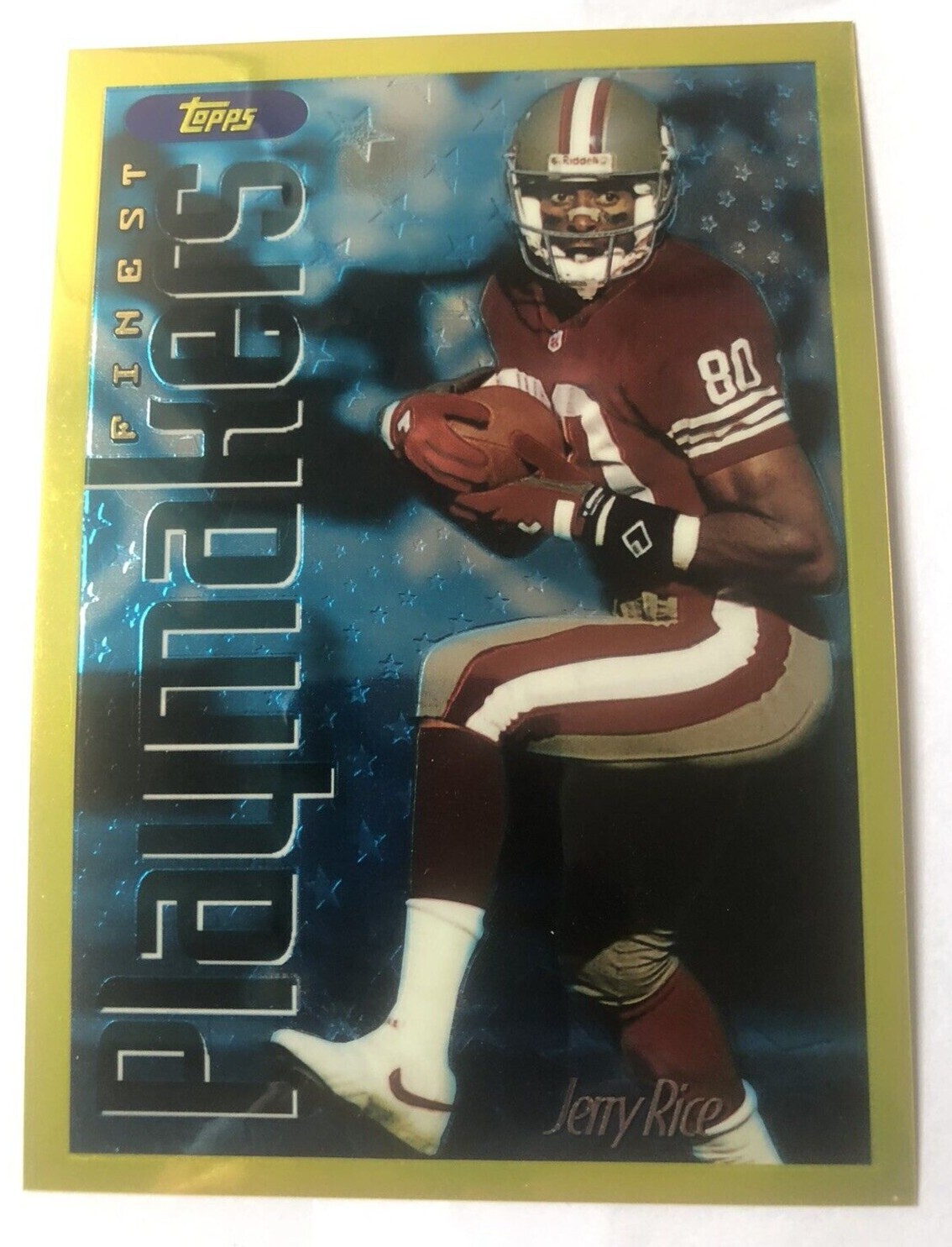 1996 Topps Finest Jerry Rice Refractor Super Jumbo 5x7 Card Pro Bowl ...