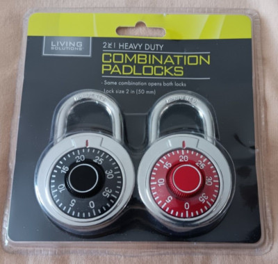 Combination Padlocks 2 Pack Heavy Duty 2 Inch 50 mm Red Black Living ...