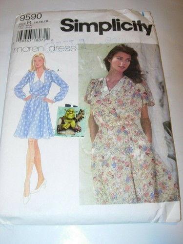 WOMENS UNCUT SIMPLICITY 9590 Sewing Pattern DRESS FLARE FITTED SHORT ...