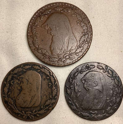 Lot of 3 British Half Penny and Half Penny Coins ‘Druid’ Coins, 1700s ...