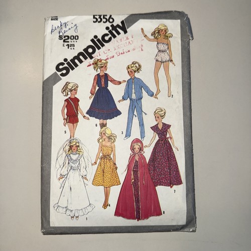 5356 Simplicity Vintage Barbie Doll Clothes Pattern 33 Pattern Pieces ...