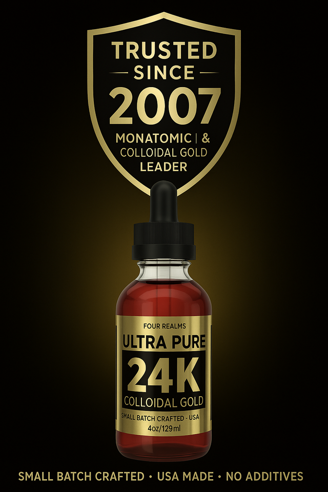 COLLOIDAL GOLD 24K Liquid Gold ORMUS MONATOMIC FourRealms MONATOMIC ...