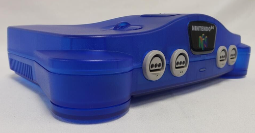 Nintendo 64 TRANSLUCENT BLUE Video Game Console 2 x Controller Bundle ...