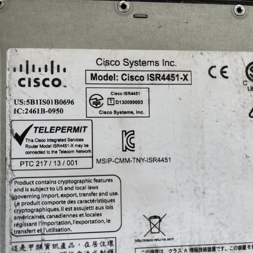 CISCO 4400 Series ISR4451-X 4 Port GIGABIT Integrated Service Router ...