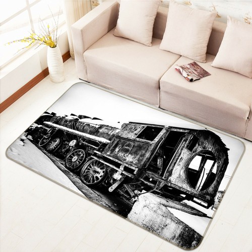 3D Black Retro Train A98 Transport Game Non Slip Rug Mat Photo Carpet ...
