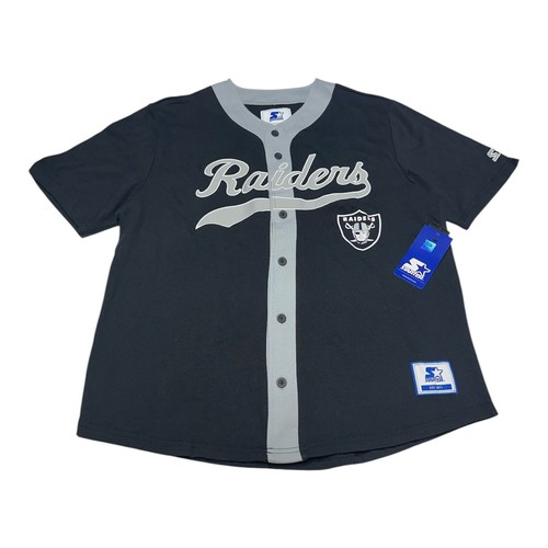 Starter Las Vegas Raiders Baseball Style Jersey Mens Sz XL Black Button ...