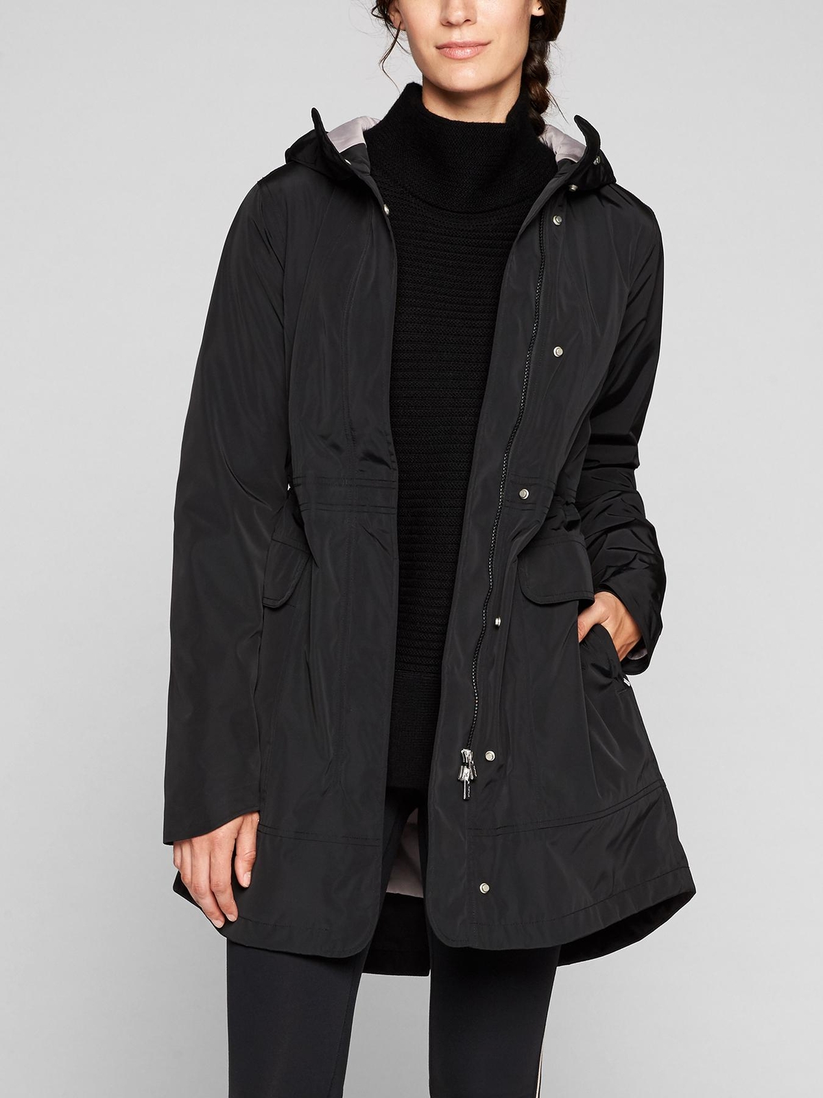 Athleta Small Elemental Rain Jacket Black Perfect! #8… - Gem