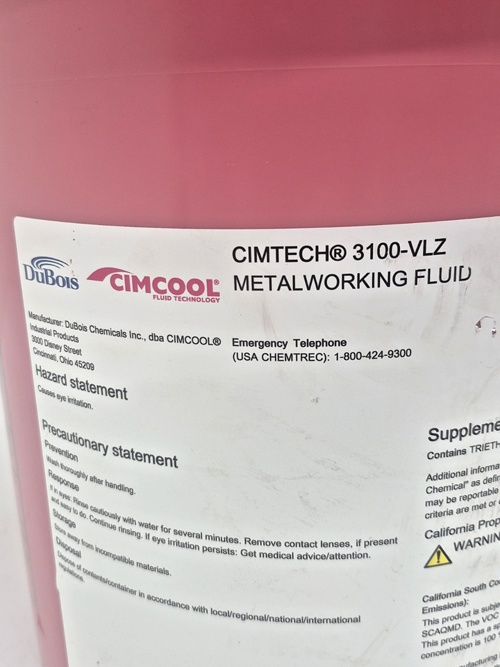 Cimcool Cimtech 3100-VLZ Coolant Metalworking Fluid 5 Gallon | eBay