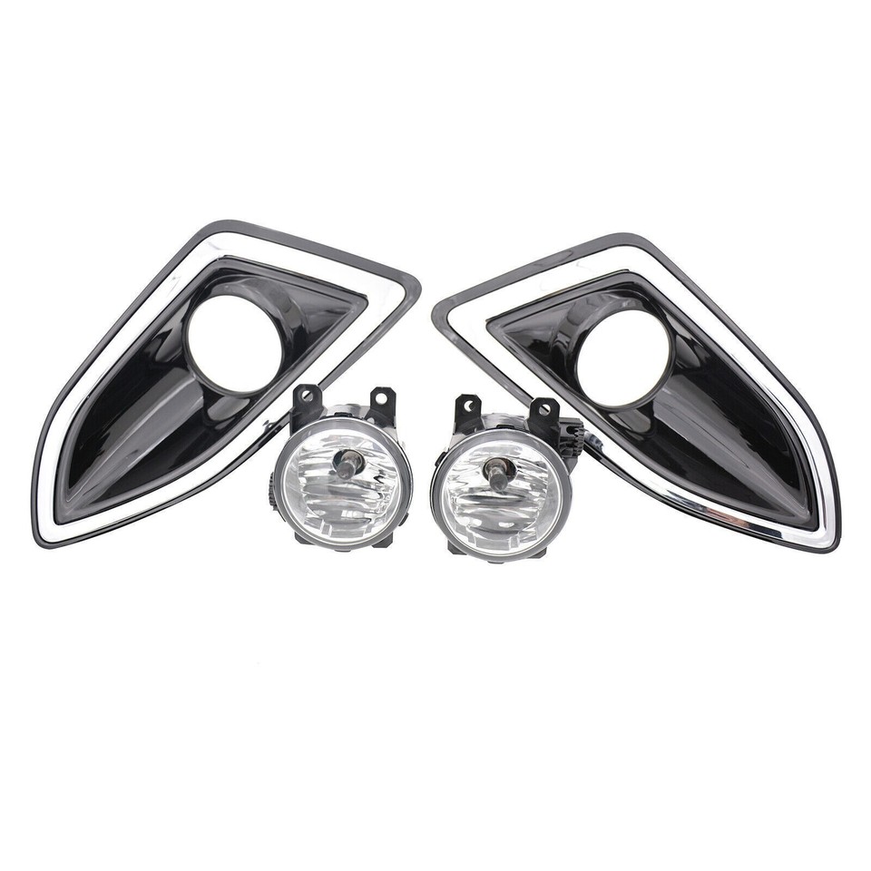 Front Bumper Fog Lights Lamps w/Cover Bezel Bulbs Kits For Ford Edge ...