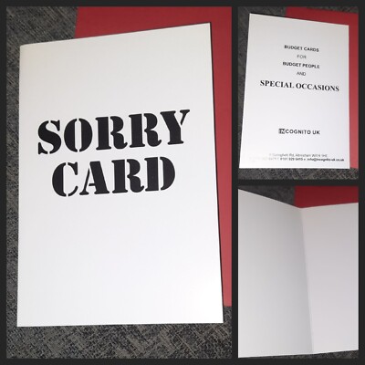 Sorry Card, basic plain greeting card, Cheap / budget / Crap Little ...