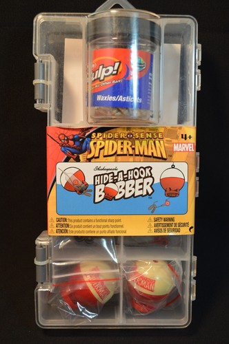 SHAKESPEARE SPIDERMAN HIDE A HOOK BOBBER & GULP BAIT,FISH HOOKS, SET ...