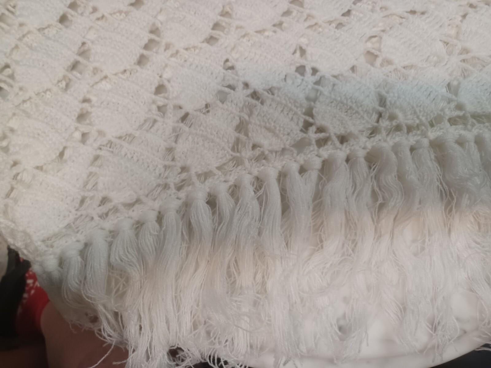 Beautiful Crocheted White Light Shawl BOHO - Gem