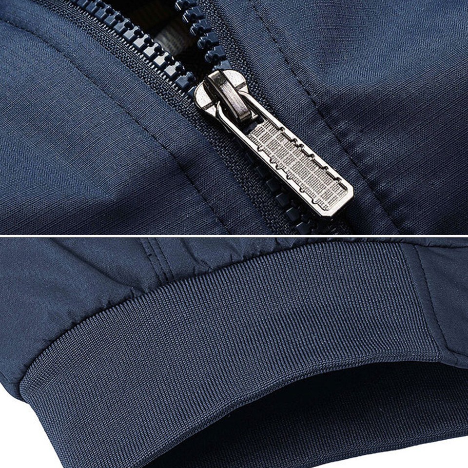 Mens Full Zip Up Jacket Stand-up Collar Coat Business Bomber Overcoat ...