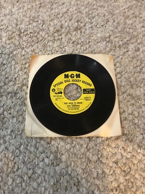 PROMO w SLEEVE Roy Orbison Too Soon to Know 1966 45rpm Vinyl Record 7 ...