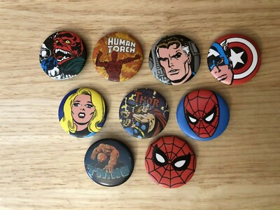 Vintage lot of Marvel Captain America Red Skull Spiderman Thor pinback ...