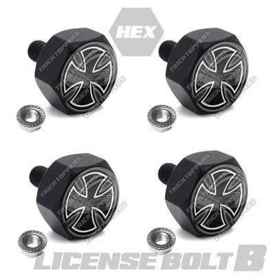 4 Custom Hex Black Billet License Plate Frame Fastener Tag Bolts - IRON ...