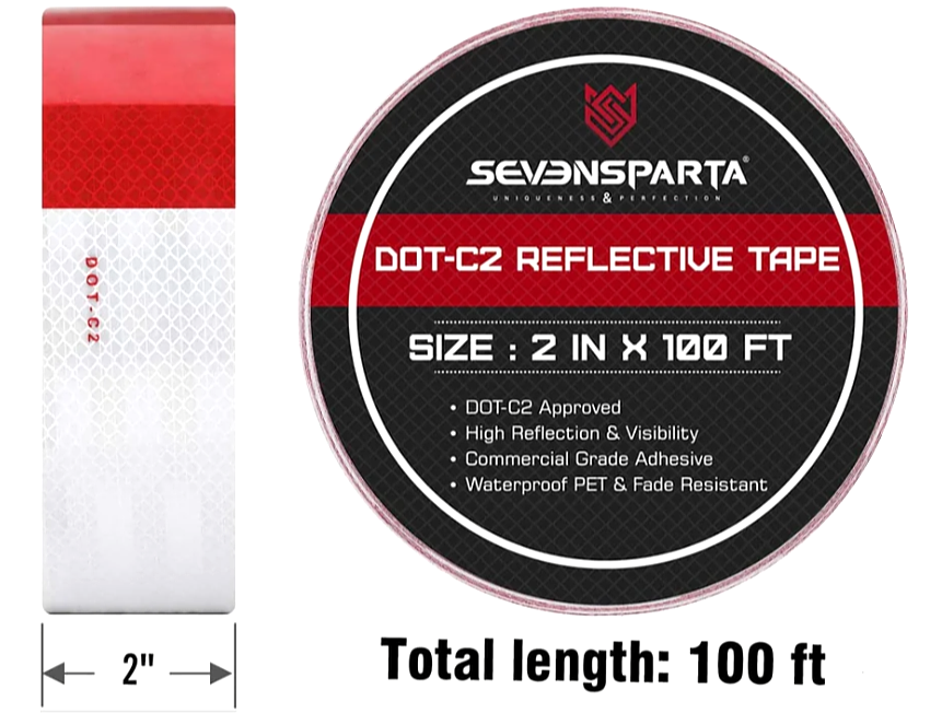 2 Rolls DOT‑C2 Conspicuity Tape Red/White Reflective Safety Tape 2” x ...