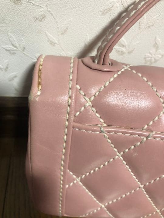 CHANEL CC Turn Lock Wild Stitch Leather Handbag Pink Gold Chain Women ...