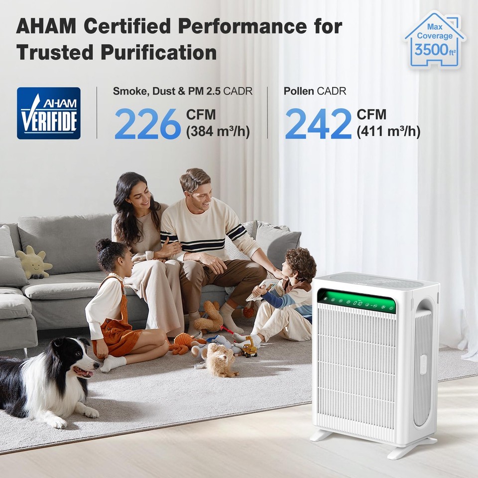 Air Purifier for Home Bedroom Large Room Up to 3,500 Ft², HEPA Air ...
