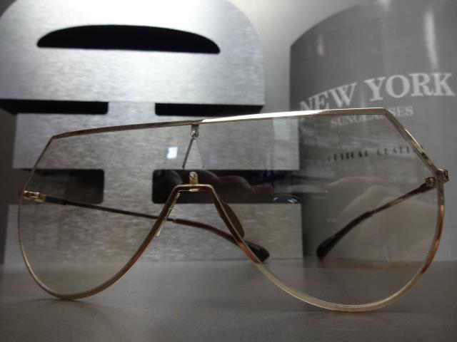 CLASSIC VINTAGE RETRO SHIELD Style EYE GLASSES Gold Frame Clear Lens ...