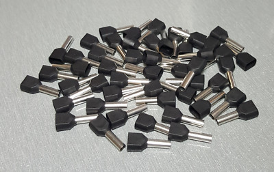 10/20/50Pcs TE4012 12AWG 2*4mm² BLACK Insulated Dual Ferrule Bootlace ...