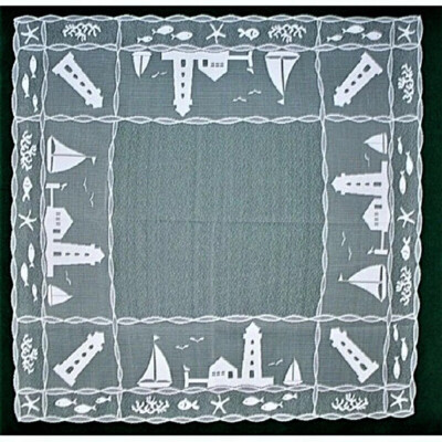 Heritage Lace Harbor Lights White Table Topper 41" X 41" Tablecloth Den ...