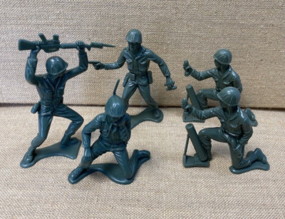 TIM MEE TOYS Soldiers Plastic Army Green #1340 5 inch set of 5 Army men ...