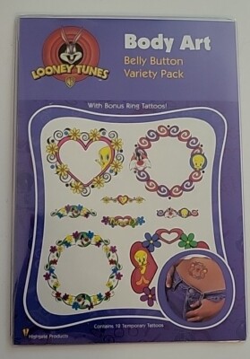 Y2K Looney Tunes Temporary Tattoo Tweety Bird Belly Button Variety Body ...