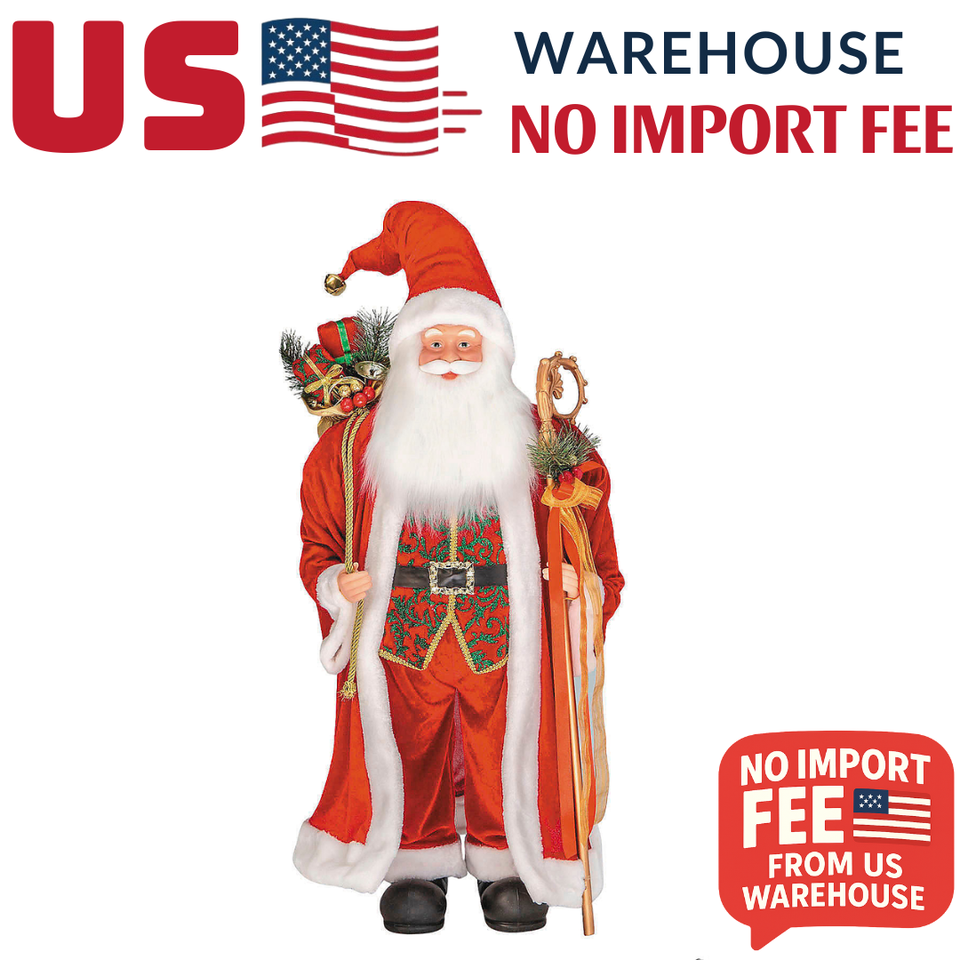 36.5" Santa Figure with Sack of Presents & Staff Christmas Holiday ...