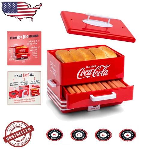Large Coca-Cola Hot Dog Steamer, 24 Hot Dogs 12 Buns, Red, Electric ...