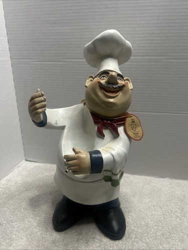 Fat Chef European chef holding Wine Bottle Holder Figurine Kitchen ...