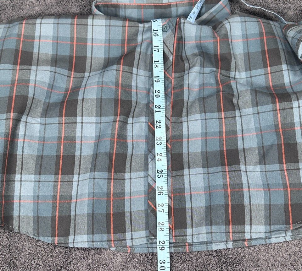 Columbia Omni Wick Hiking Shirt Long Sleeve w/Roll Tab Blue Gray Plaid ...