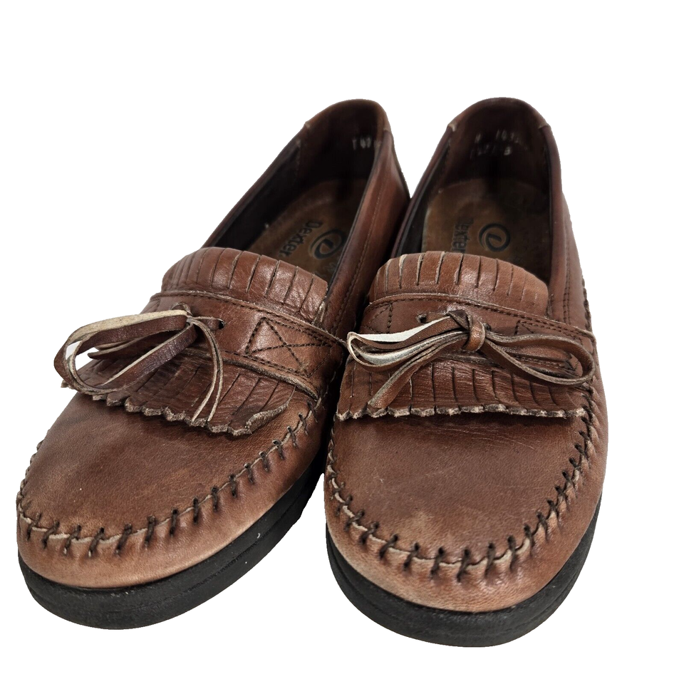 Dexter Loafer Brown Leather Shoe with Tassel Raised Wedge Heel Womens 7 ...