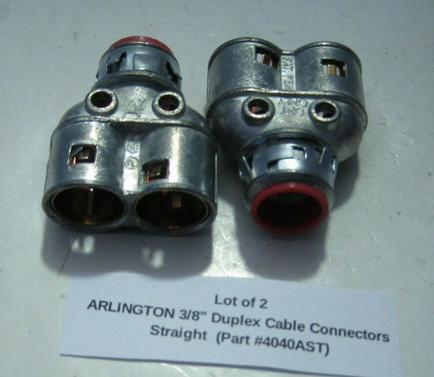 Lot of 2 ARLINGTON 3/8" Snap-In Duplex Cable Connectors - Straight ...