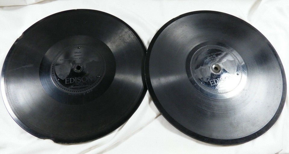 lot 2 Antique 1912-21 Edison Diamond Record Thick Disc Phonograph ...