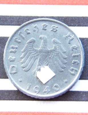 GERMAN Coin 5 REICHSPFENNIG 1940 D Zinc SWASTIKA 3RD REICH WW2 RARE ...