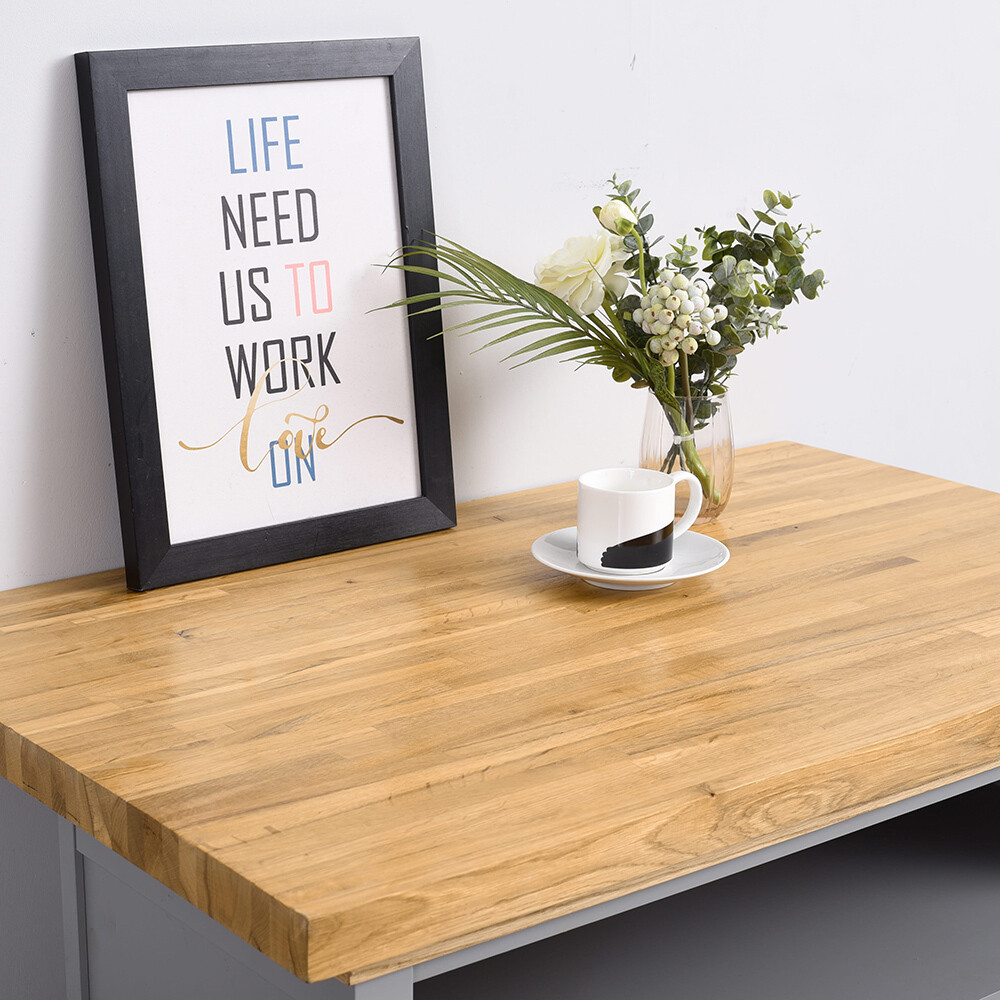 Solid Oak Wood Kitchen Worktop Desktop Countertop Workstation Unoiled ...