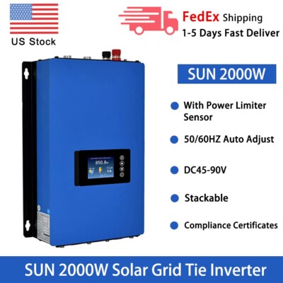 2000W Solar Grid Tie Inverter Power Limiter MPPT DC45-90V AC220V 50 ...