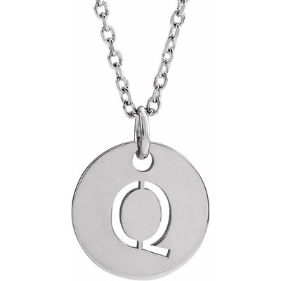 Precious Stars Unisex Sterling Silver Initial Q Dangle Disc Necklace | eBay