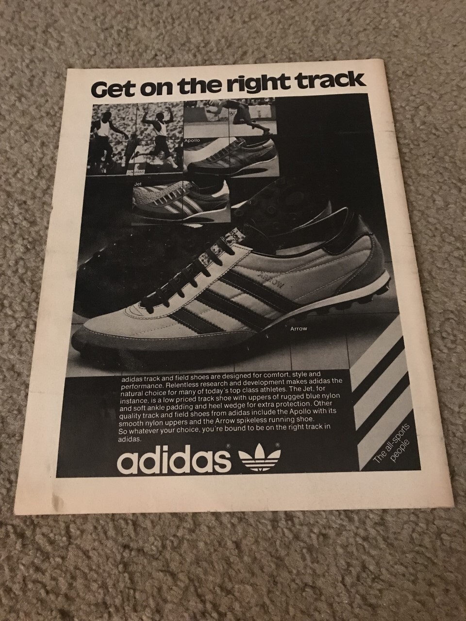 Vintage 1978 ADIDAS APOLLO JET ARROW Track Running Shoes Poster Print ...