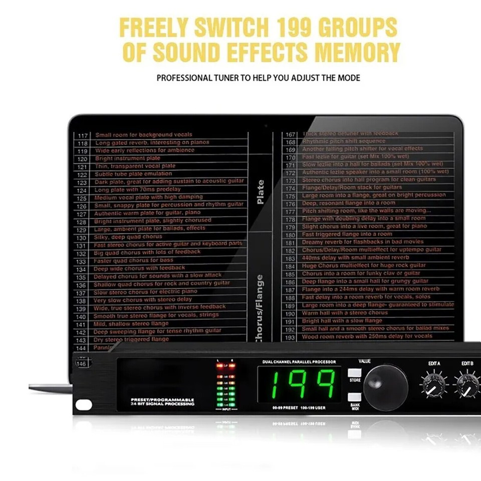Professional DSP Audio Processor Equalizer Reverb Multi-Effect Digital ...