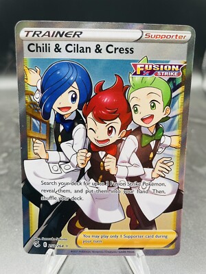 Pokemon Chili & Cilan & Cress 258/264 Fusion Strike Ultra Rare Holo NM ...