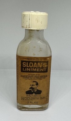 Vintage Sloan's Liniment: Medicine Glass Bottle with Intact Paper Label ...