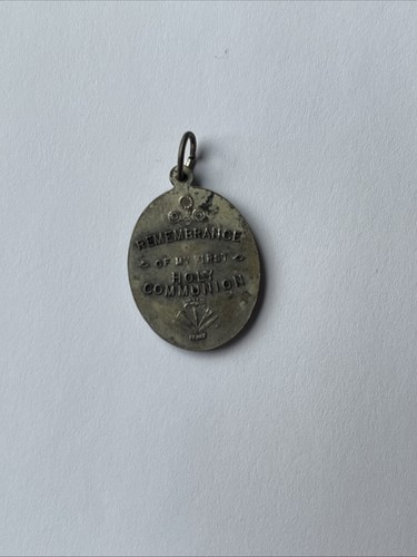 Vintage Pendant Medal Medallion Remembrance of First Holy Communion IHS ...