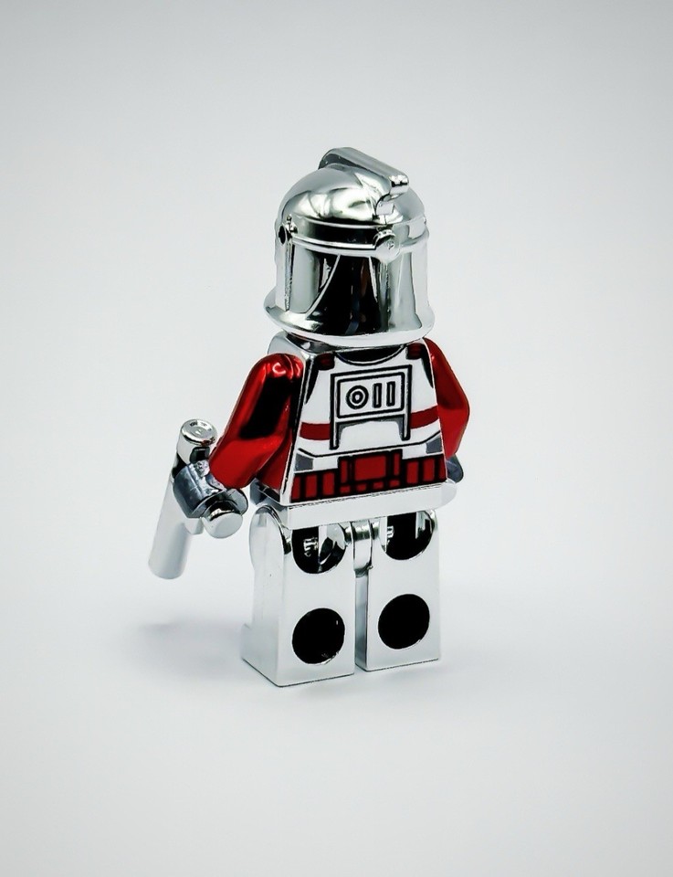 Lego Chrome Silver Red Commander Fox Minifigure + Weapon Phase 1 Star ...